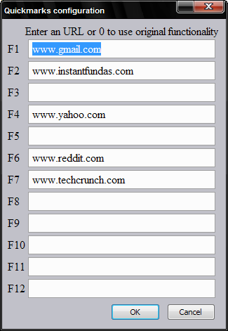 Use your keyboard's Function keys to open bookmarks on Firefox